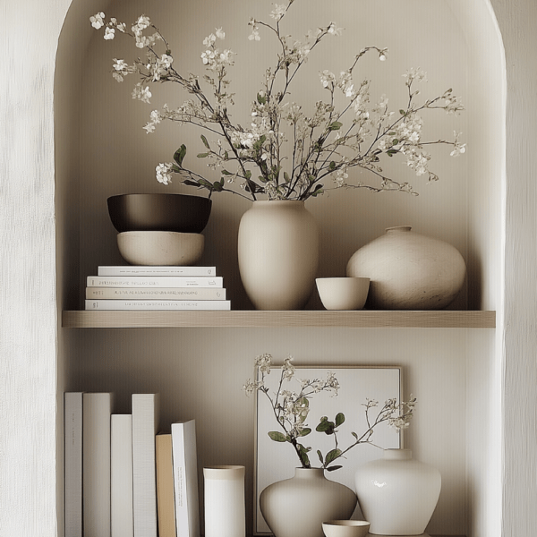 Organic Modern Shelf Styling: Cozy Seasonal Decor Inspiration | Divine ...